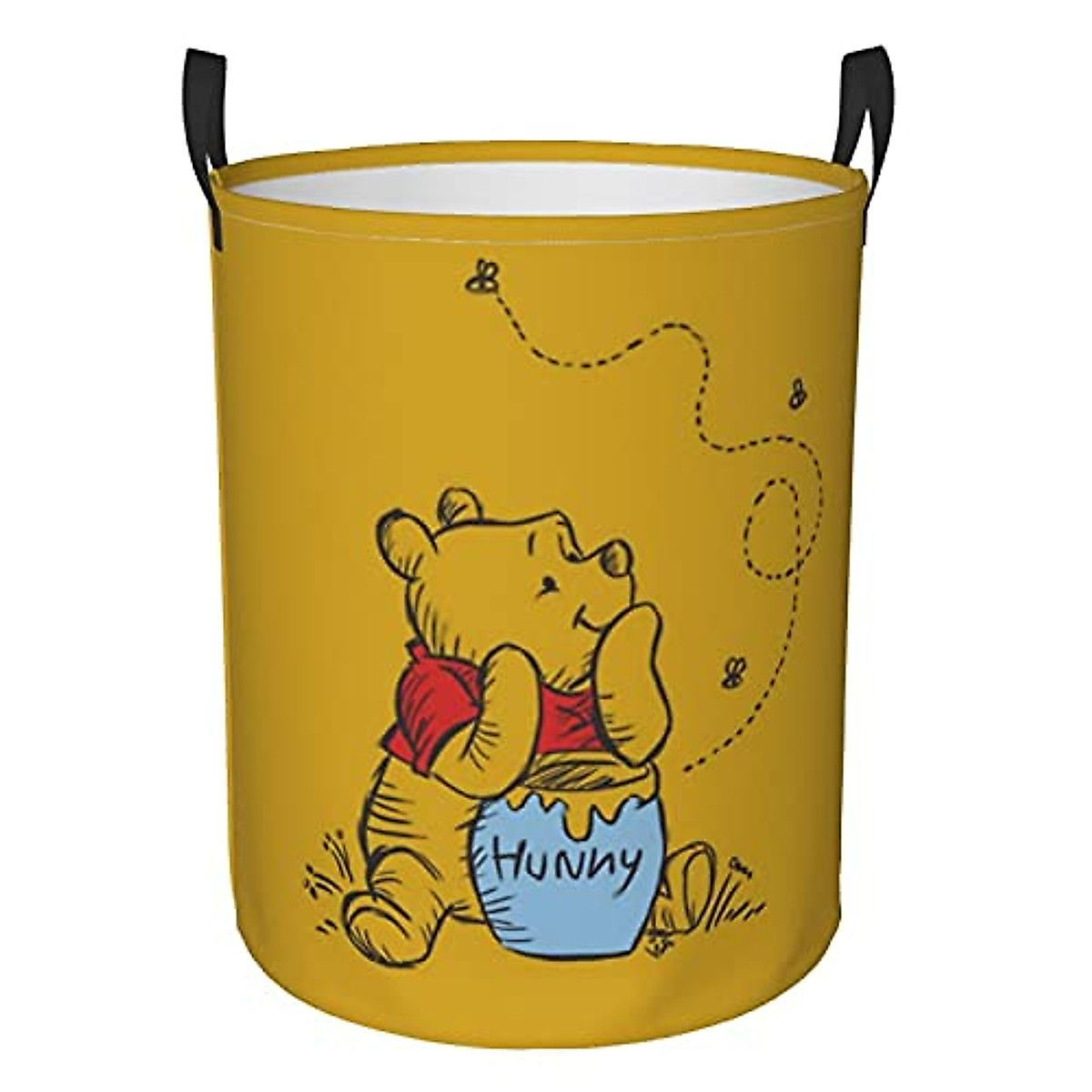 QHMY Laundry Hamper Laundry Baskets Laundry Bags Waterproof Foldable with Handles Large Round Storage Bags 38/62L Family/Kids/Bathroom/Bedroom/Dorm, Black