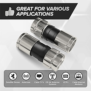 THE CIMPLE CO Coaxial Cable Compression Fitting - 10 Pack Connector - for RG6 Coax Cable - with Weather Seal O Ring and Water Tight Grip