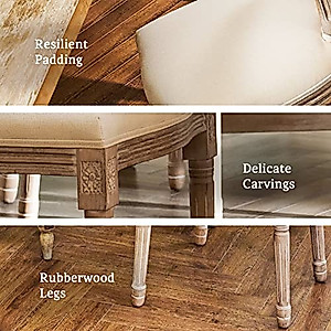 VONLUCE Vintage French Accent Chairs Set of 2, Upholstered Fabric Farmhouse Dining Chairs for Living Room Bedroom Kitchen, 2pc Vanity Chairs with Round Backs and Rubberwood Legs