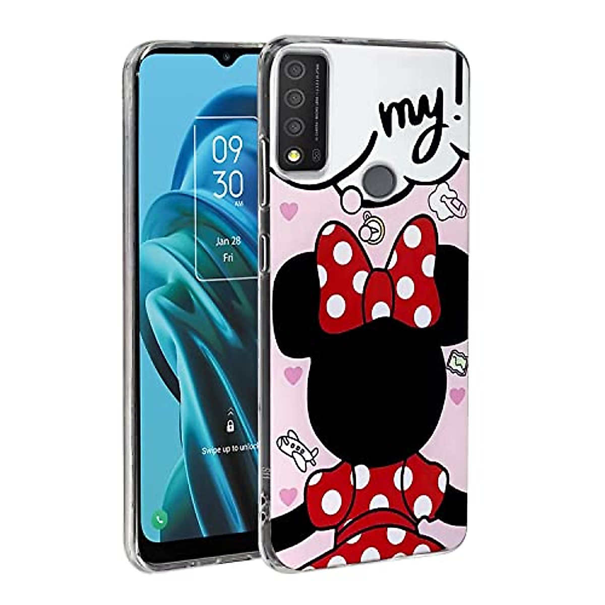 FLYING FLIER for TCL 30XE 5G Case, TCL 30 XE Case Slim Cute Cartoon IMD Soft TPU Shockproof Protective Phone Case Cover for Girls and Women (Minnie)