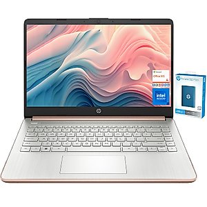 HP Newest 14 Laptop, Intel Celeron N4120 4-Core Processor, 32GB Memory, 14" HD Micro-Edge Display, 64GB Storage, Webcam, USB-C, Windows 11 Home, Bundled with 250GB External SSD & 1 Year Office 365