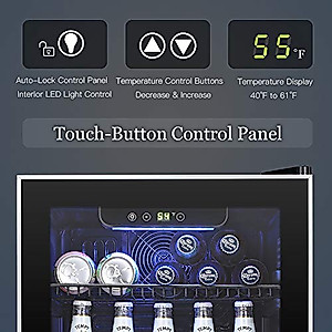 Antarctic Star Beverage Refrigerator Cooler -120 Can Mini Fridge Glass Door for Soda Beer or Wine Constant Glass Door Small Drink Dispenser Clear Front Door for Home, Office Bar 3.2cu.ft