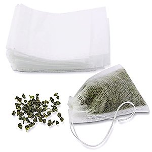 WFPLUS 200pcs Disposable Tea Filter Bags, Empty Cotton Drawstring Tea Infuser for Loose Leaf Teal, 2.16 x 2.75 inch