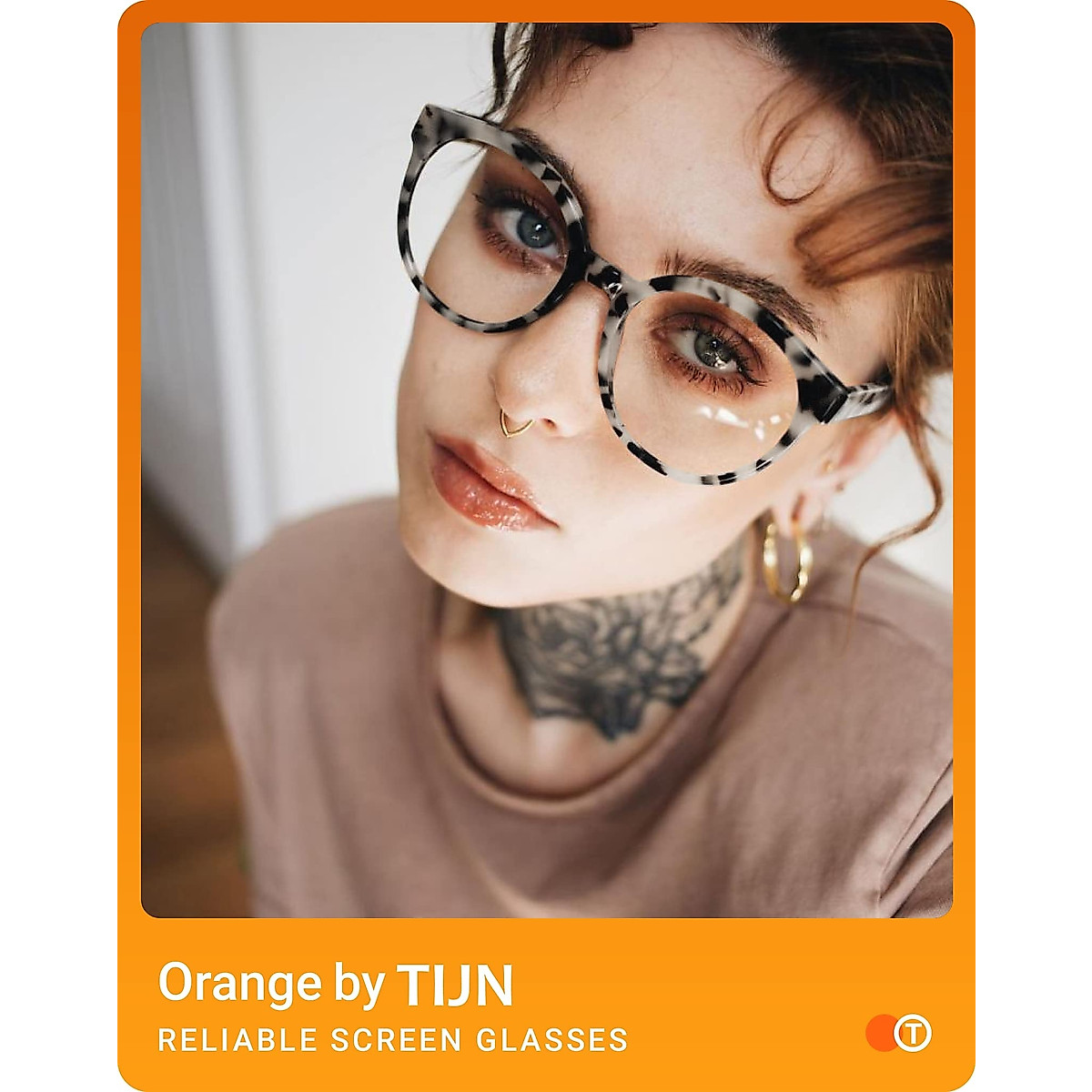 TIJN Blue Light Glasses for Women and Men, Oversized Frame, Anti Eyestrain Clear Computer Gaming Blue Blocker Glasses (Tortoise Shell)