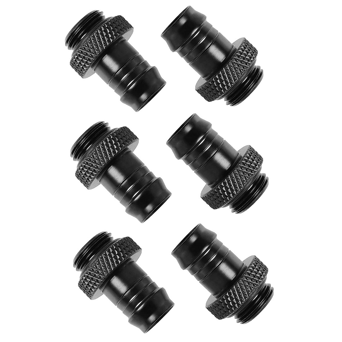 CSNSD Tube Connector 6PCS G1/4 to 3/8Inch Barb Fitting for Soft Tubing PC Water Cooling System Black