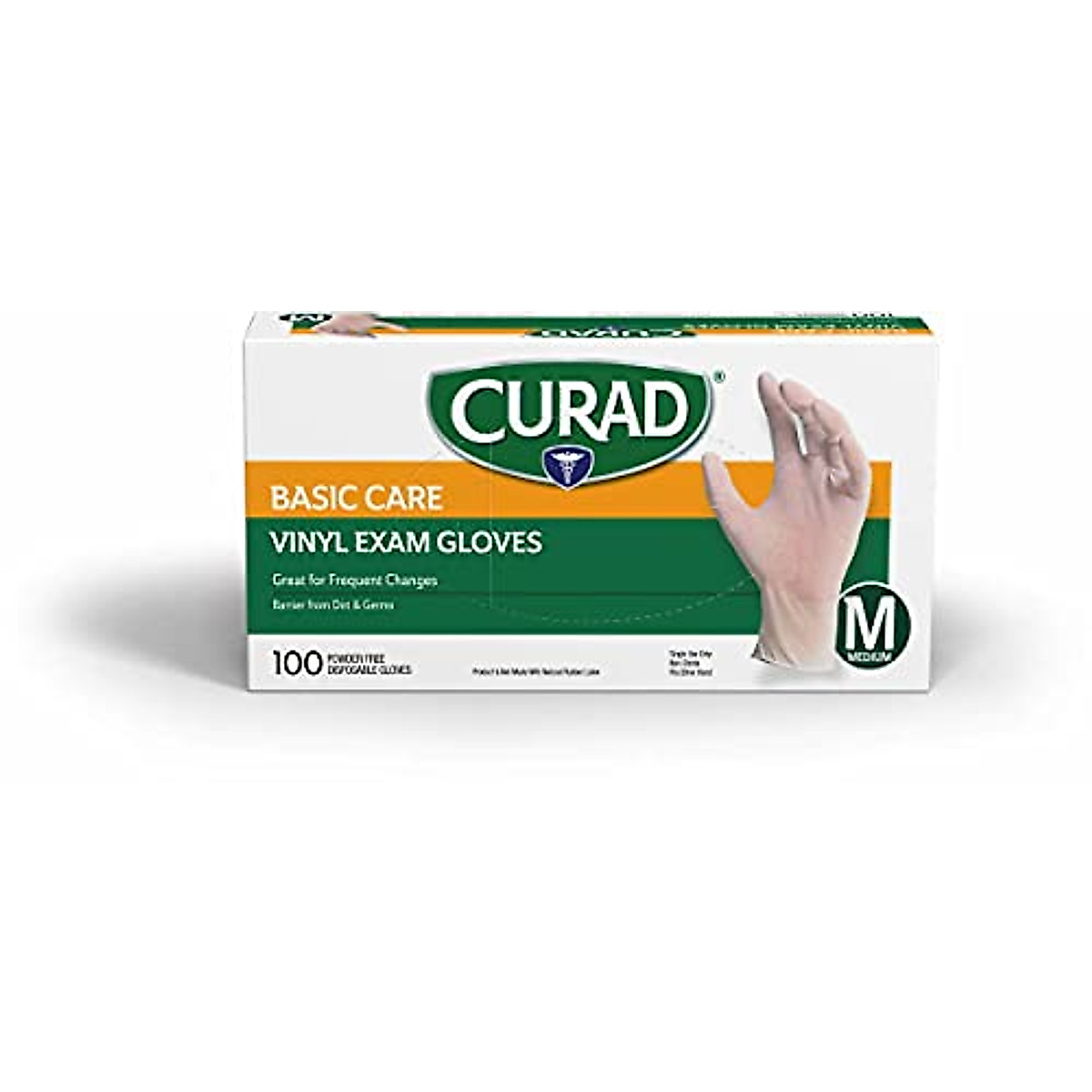 CURAD Basic Care Vinyl Disposable Exam Gloves, Medium (Pack of 300)
