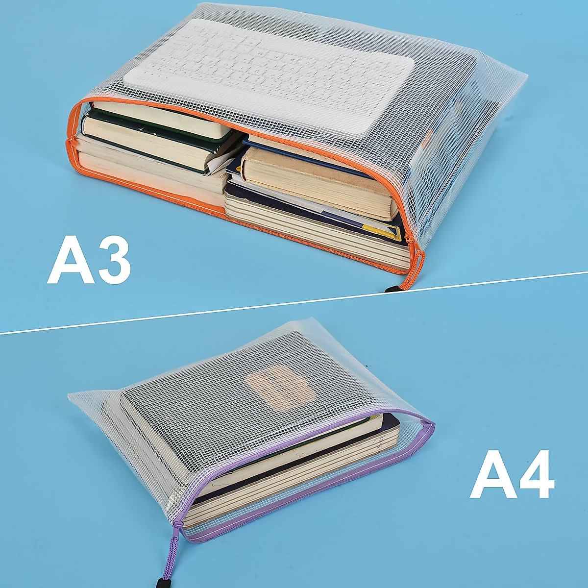 Mesh Zipper Pouch,Waterproof Zipper Bags,18pcs Document Folders,for Puzzle Board Game Storage,for School Office Supplies.