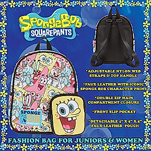 AI ACCESSORY INNOVATIONS Nickelodeon’s SpongeBob Square Pants All Over Print Faux Leather 10.5" White Women’s Mini Backpack Purse 2-Piece Set