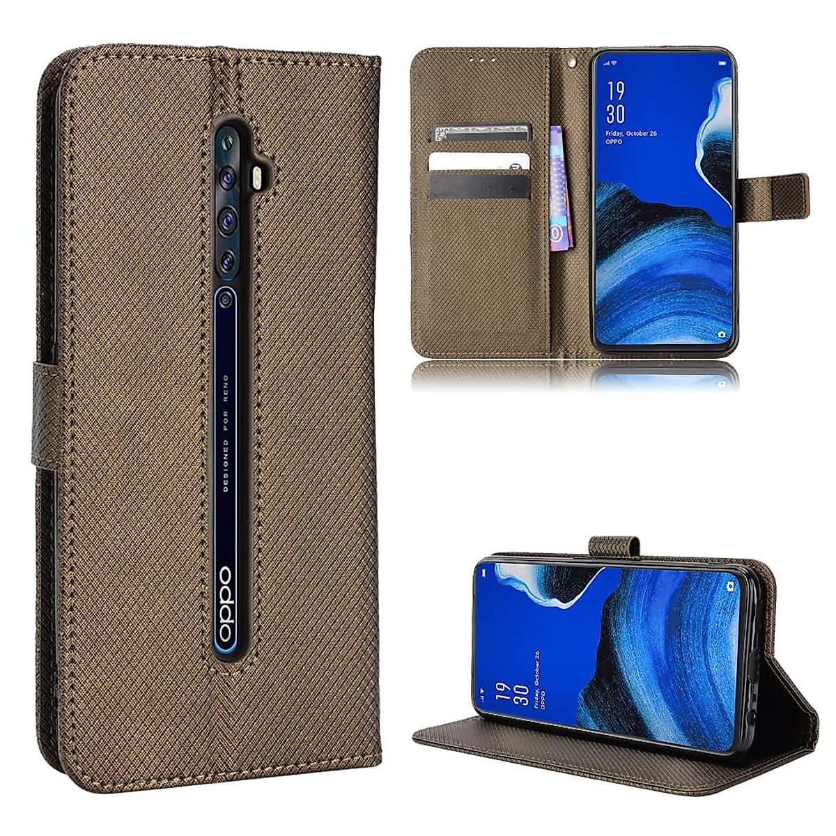 Phone Case for Oppo Reno2 Z, Leather Wallet Case for Oppo Reno2 Z Non-Slip PU Leather Cover, Flip Folio Book Phone Cover for Oppo Reno2 Z Case