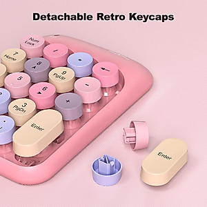 MOWUX Wireless Number Pads, Cute Colorful Numeric Keypad Numpad Portable 2.4 GHz Financial Accounting Number Keyboard Extensions, 18 Key Number Numpad for Laptop Desktop, PC (Pink)