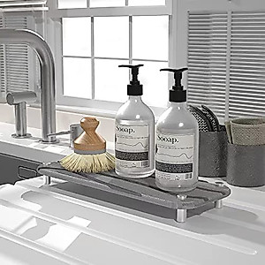 LLOBEW Sink Caddy，Instant Dry Sink Organizer Bathroom Organizer，Diatomaceous Earth Kitchen Sink Organizer Lotions Bottle Drying Rack