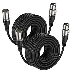 EBXYA XLR Cable 50ft 2 Packs - Premium Balanced Microphone Cable with 3-Pin XLR Male to Female Mic Speaker Cable, Black