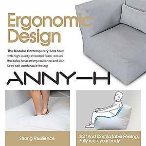 Dineli Modern ANNY-H Corner Chair Outdoor Furniture Patio Couch Creating a Unique Patio Garden Modular Contemporary Sofa (Light Gray)