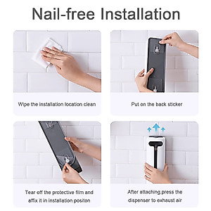 Obsoorth Wall Mounted Plastic Bag Holder Lightweight AdhesiveLarge Capacity Easy-Access Opening Grocery Bag Storage Dispenser for Kitchen Bathroom Office