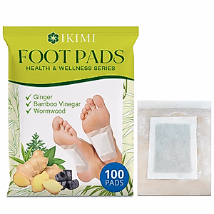 IKIMI 100 Ginger Foot Pads for Better Sleep, Stress Relief and Foot Care - Bamboo Vinegar and Wormwood Powder Patches