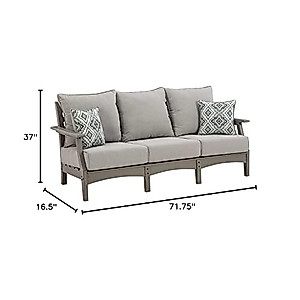 Signature Design by Ashley Visola Outdoor HDPE Patio Sofa with Cushion, Gray