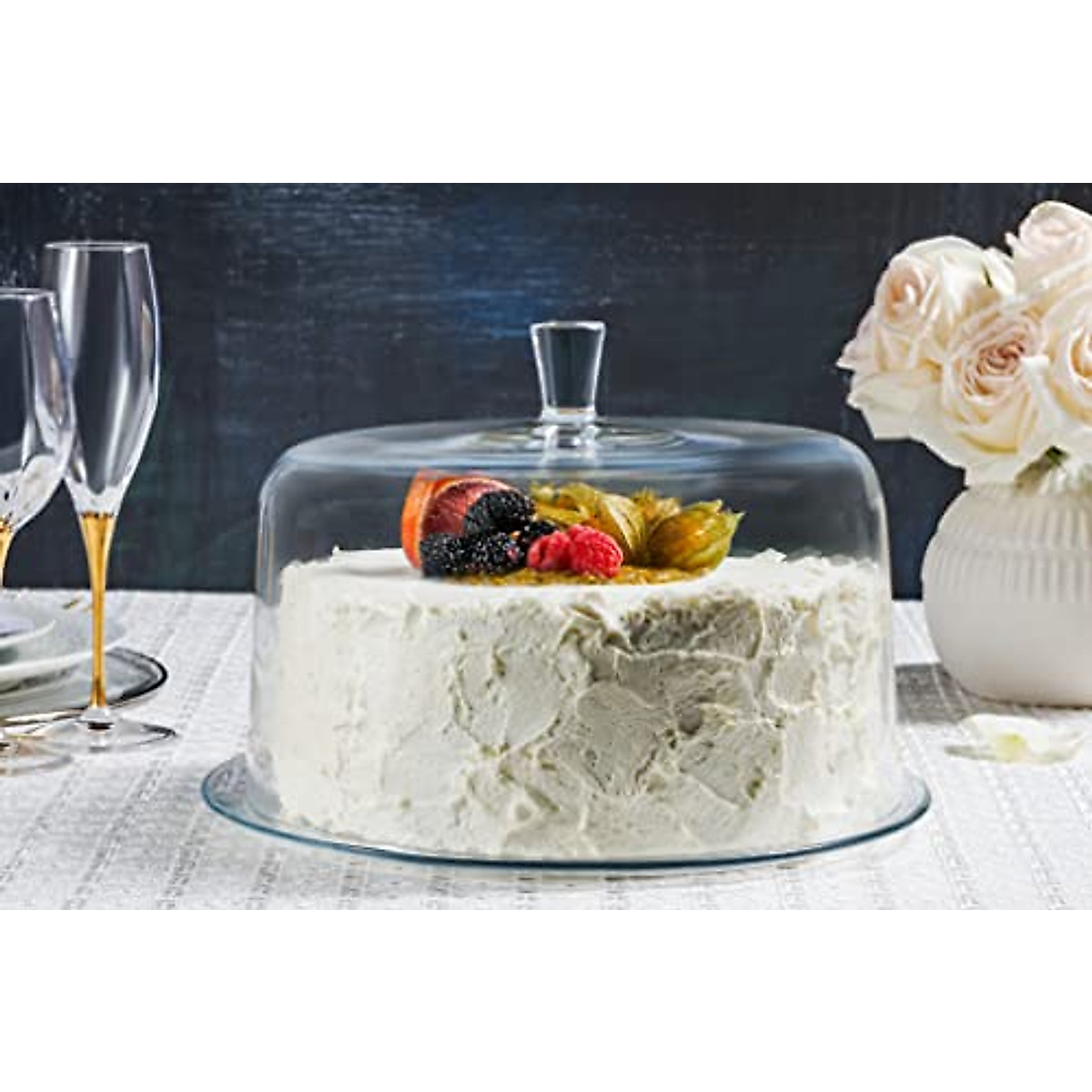 Barski - Euorpean Quality Glass - Extra Large Glass - Clear - Cake Dome - 11.5" Diameter - Made in Europe