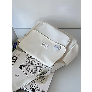 Messenger Bag for Women Nylon Crossbody Bag Vintage Crossbody Bags Aesthetic Tote Bag Cute Tote Bag Canvas Bag (White)