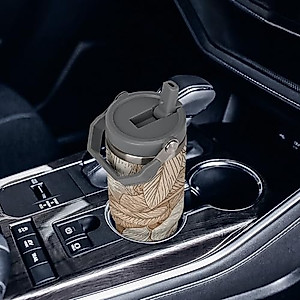 Art Pictures of Leaves Tumbler 30oz Large Capacity Car Cup with Handle Fit in Any Car Cup Holder Stainless Steel Leakproof Insulated Coffee Tumblers with Lid And Straw
