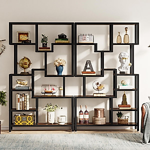 Tribesigns 7 Tier Bookshelf, 70.9" Industrial Bookcase Etagere Bookshelves, Wood Tall Book Shelves Open Display Storage Shelf for Living Room, Home Office, Rustic Brown