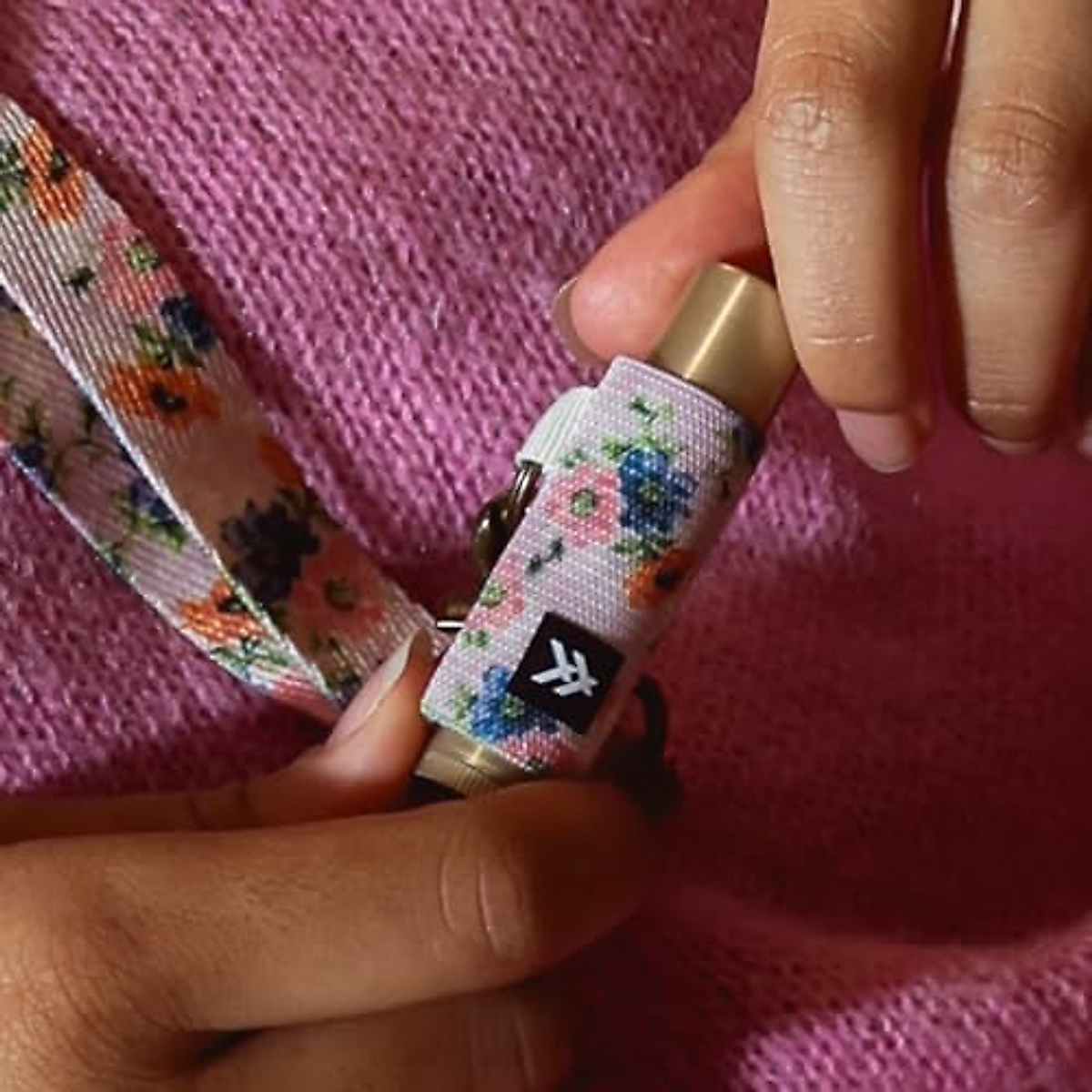 Thread Wallets Lip Balm Holder Keychain, Lip Gloss Holder Keychain, Lipstick Holder Keychain. Never Lose Your Lip Balm, Lip Gloss or Lipstick with Cute Elastic Lip Balm Keychain Holder (Off White)