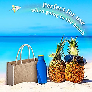 10 Pcs Small Burlap Jute Bags Jute Totes with handle Burlap Jute Gift Totes Burlap Welcome Bags for Women Bridesmaid Wedding Beach (8.66 x 6.3 x 5.12 Inch)
