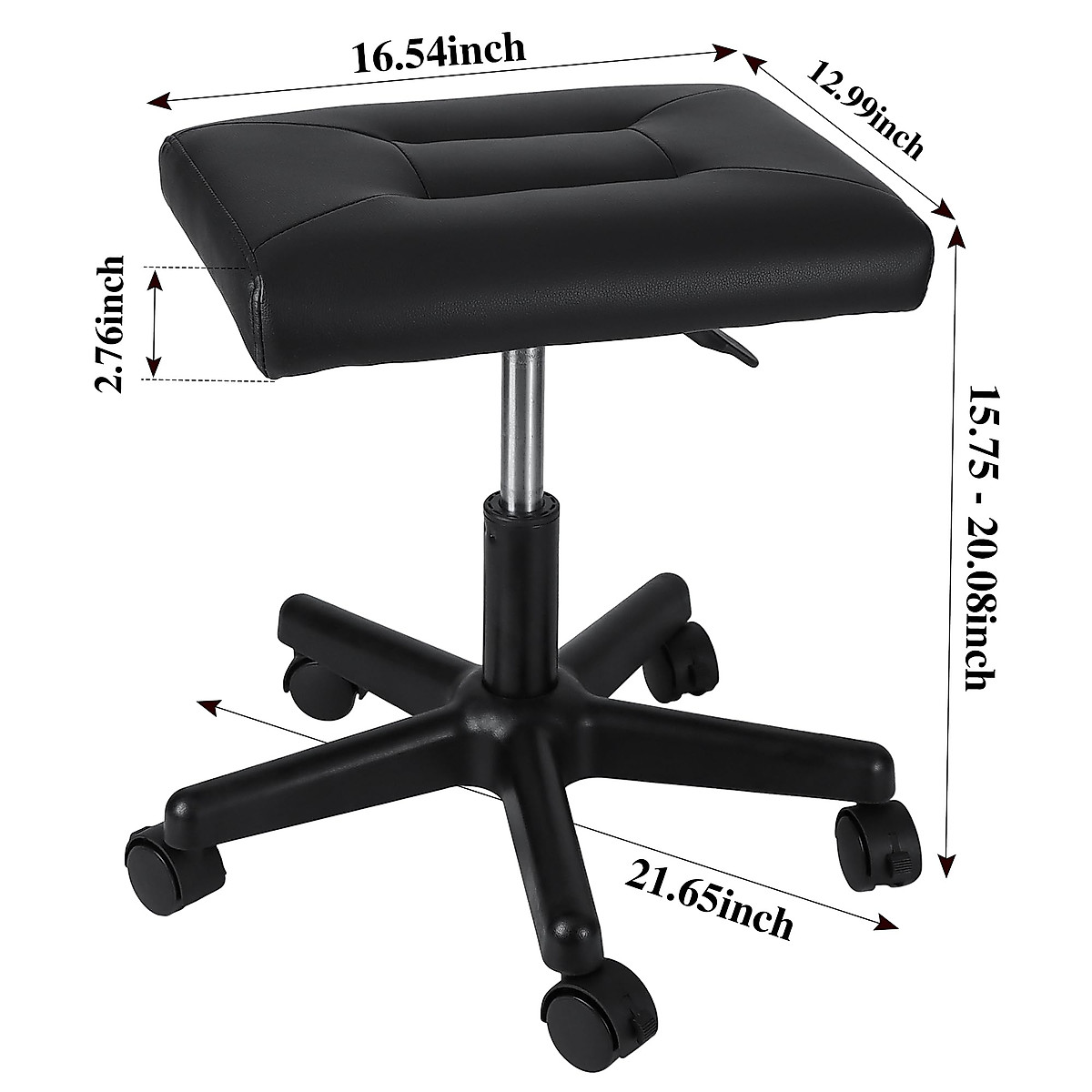 Footrest Stool on Wheels 15-20'' Height Adjustable Multi-Use Stool Gaming Foot Stool Under Desk 360°Swivel Ergonomic Foot Stool W/Lockable Wheels Work Stool for Home Offiece