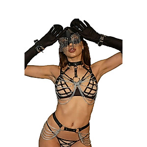 MEBCHAR Punk Leather Body Belt Suspenders Lingerie Gothic Garter Belts Party Halloween Body Chain Accessories for Women and Girls