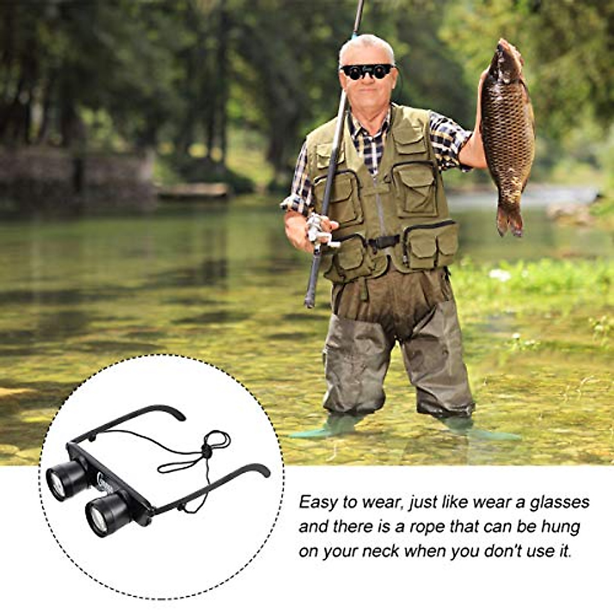 BESPORTBLE Eyeglasses Binocular Hands-Free Binocular Glasses 3 x 28 Binocular for Fishing Bird Watching Travel Sightseeing Outdoor Sports Concerts Theater Opera TV