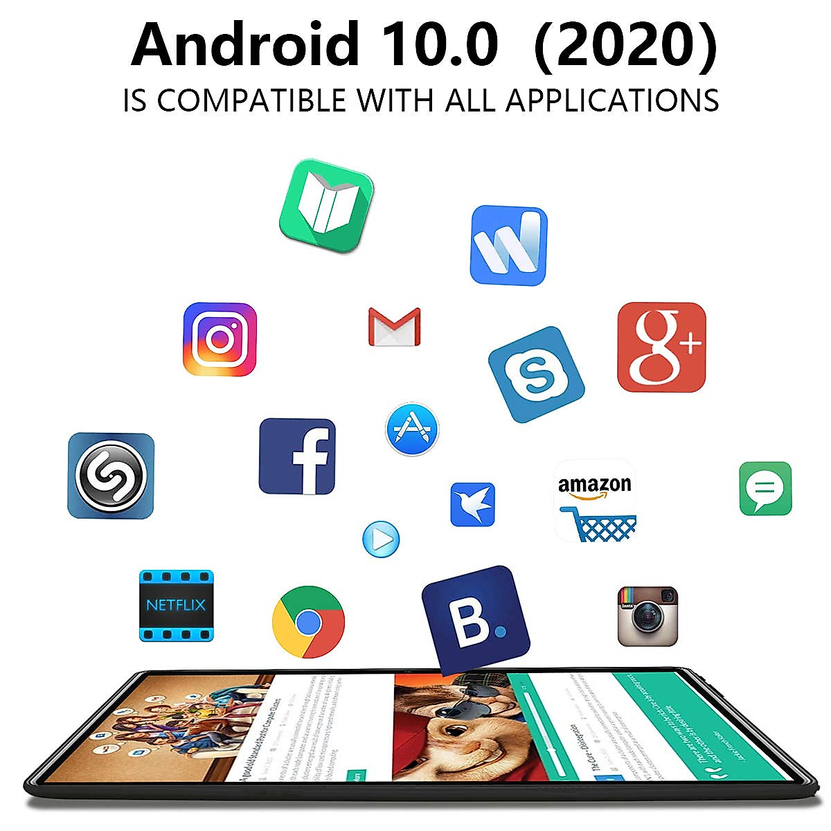 MEIZE Octa-Core Tablet 10.1 Inch, Android 10.0 Tablet, 32GB ROM/128GB Expand, 1920x1200 IPS HD Glass Display, Dual 18MP Camera, WiFi/Bluetooth/GPS/OTG/Certified Tablet [2021 Latest Black]