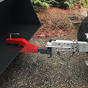 RbhAuto Red Tractor Clamp on Trailer Hitch 2" Ball Mount Receiver, New Upgrade Forklift Bucket Trailer Hitch Attachment, Adapter Compatible with Kubota Deere Bobcat Front Bucket Accessories
