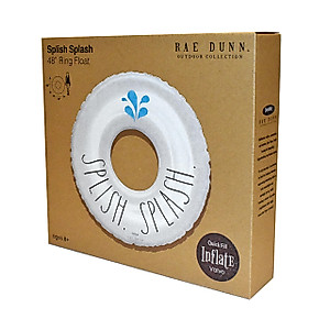 Rae Dunn x CocoNut Float Ring Float - Splish Splash Theme - Adult Size Large 48 Inch Inflatable Raft & Durable Water Inner Tube - Stable Ride-On for Summer Parties & Swim Events
