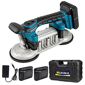 WUKAKA Tile Vibration Tool - High Performance Dual Suction Cup Tile Vibrator Machine. (2 x 12000mAh Battery, 24000r/min 6 Speed)