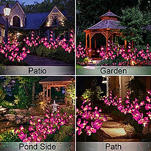 HeyMate Outdoor Solar Flower Lights Garden Decorative - 2 Pack Solar Purple Orchid Flower Lights Waterproof Solar Christmas Decorative Lights for Patio, Yard, Backyard, Pathway