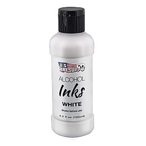 U.S. Art Supply White Alcohol Ink, Large 4.2 Ounce Bottle - Vibrant Highly Concentrated Color Dye Paint for Epoxy Resin Art Painting, Tumbler Cup Making, Ceramic Glass Metal, Petri Dish, Jewelry Craft