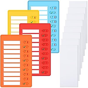 Queekay 4 Pcs Blank Chore Chart Kids Chore Chart, Plastic Checklist Board with 8 Detachable Cardstock to Do List for Home Routine Planning (Red, Orange, Blue, Yellow)