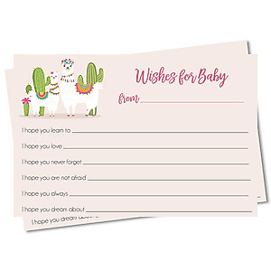 Llama Wishes for Baby Cards Baby Shower Game Activity Girls It's A Girl Baby Mama Girls Shower Sprinkle Llamas Cactus Pink Coral Hello Baby New Baby Prayers Activities (24 Count)