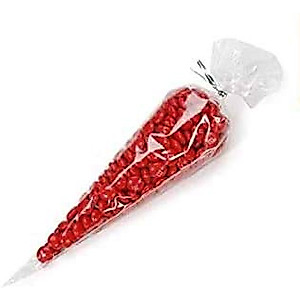 100 Extra Small Cone Shaped Treat & Favor Bags Size: 3. 1/8" x 7 3/4" (8cm x 20cm) Crystal Clear Cello/Cellophane Polypropylene - 100 Pcs (XS)