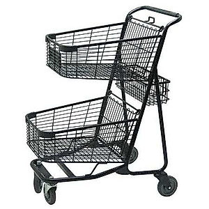 Two Tier Shopping Cart, 29 in. L, 300 lb.