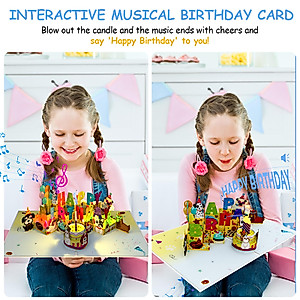 Ecloverlife Birthday Cards for Boys, Pop Up Blowable Musical Birthday Card with Lights for 3/4/5/6/7/8 Year Old Boys (Dogs)