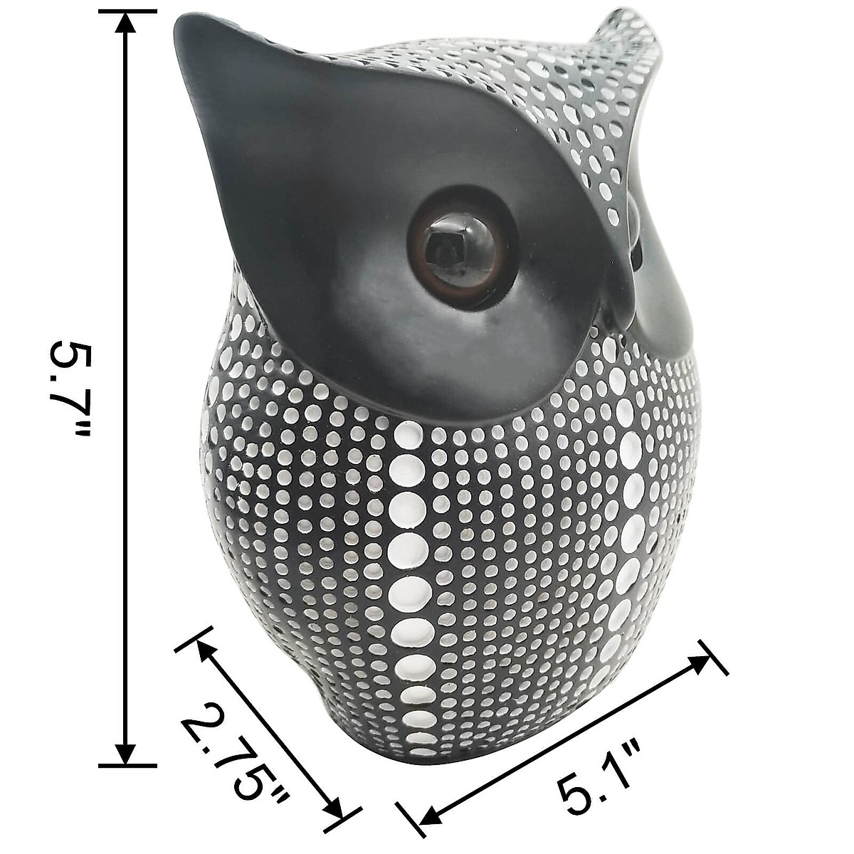 HOWFIELD Resin Owl Statue Home Decor - Black Owl Sculpture, Bird Statue, Small Accents for Bedroom, Office, Garden, Bookshelf, TV Stand Figurines(Black)