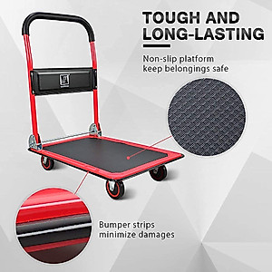 Wellmax 330lb Platform Cart Yellow and Red