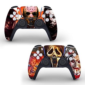 JOCHUI 2 Pack Controllers Skin Covers Vinyl Stickers Decal Compatible with PS5 Controller Remote Horror Characters