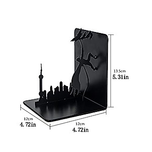 KIZQYN Bookends for Shelves Black Metal Bookends L-Shaped Simple Office Book Clip Bookshelf Desktop Heavy Duty Book Ends Stoppers Book Ends