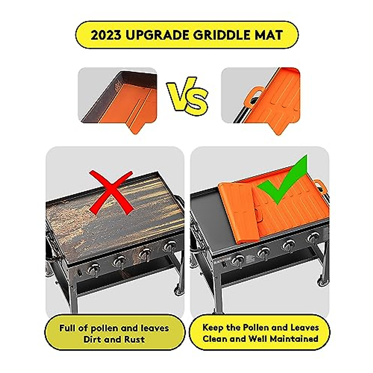 CLLIS 36 inch Griddle Mat for Blackstone, Blackstone Griddle Cover with Handle, Food Grade Silicone Mat Flat Top Grill Accessories, 36" Protective Mat Protect Griddle from Dirt & Rust for Outdoor BBQ