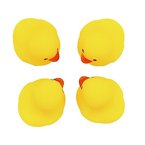 Osvela Duck Dog Toy Rubber Water Floating Bath Squeak Toy for Dogs Cats 4 Pack