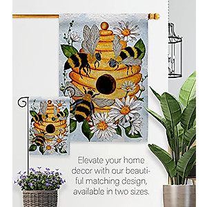 Ornament Collection My Bee Garden Flag Set Wood Dowel Friends Butterfly Ladybugs Dragonfly Springtime Insect Natural Wildlife House Decoration Banner Small Yard Gift Double-Sided, Made in USA