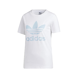 adidas Originals Women's Trefoil Tee White/Clear Sky Small