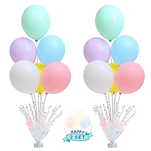2 Set Pastel Birthday Decorations Rainbow Party Table Balloons Centerpiece Stand Kit for Girls Baby Shower Birthday Party Wedding Prom Table Decorations