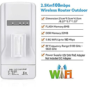 Wireless WiFi Bridge, UeeVii CPE881 5.8G Point-to-Point Access Outdoor CPE Kit Long Range Transmitter Supports 2.5KM Transmission Distance with 14 dBi High-Gain Antenna,2-Pack